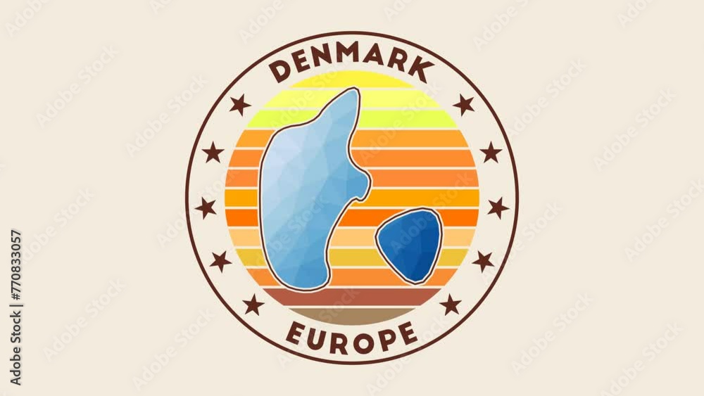Denmark intro video. Badge with the circular name and map of the ...