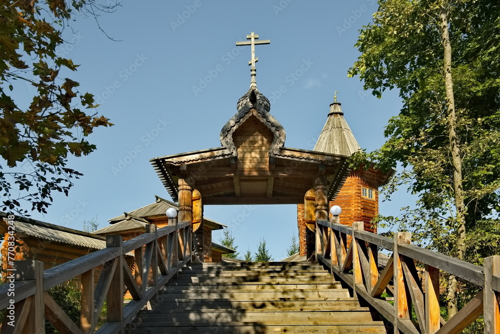 Moscow oblast. Russia. The architecture of the wooden scaffolding and ...