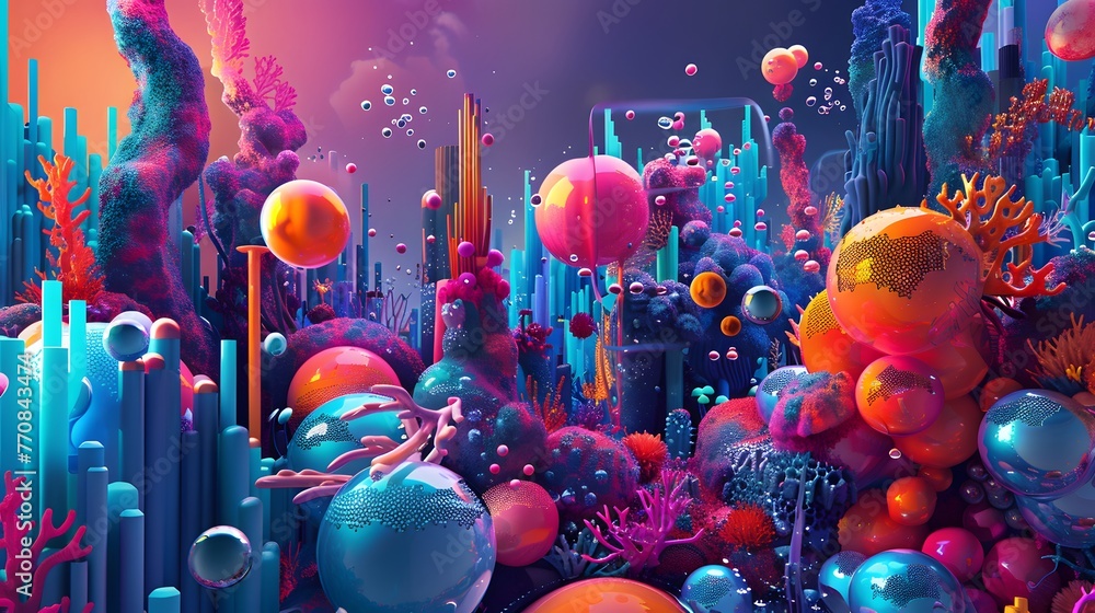 Colorful fish explore a world map aquarium decorated with vibrant blue ...