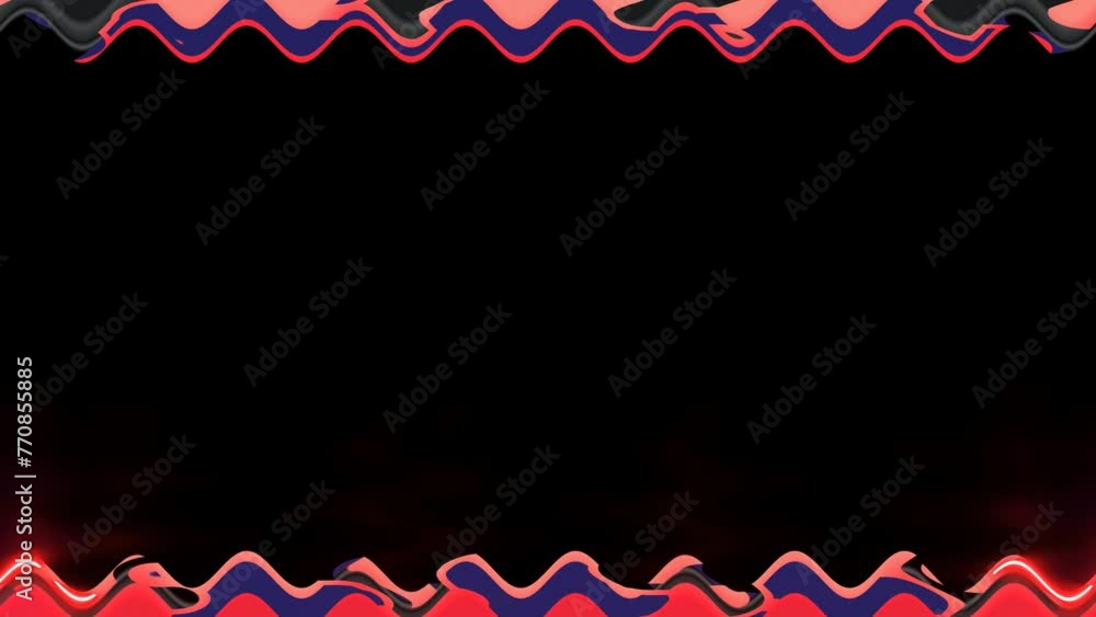 Long horizontal wavy mechanical flashing red perpendicular lines frame ...