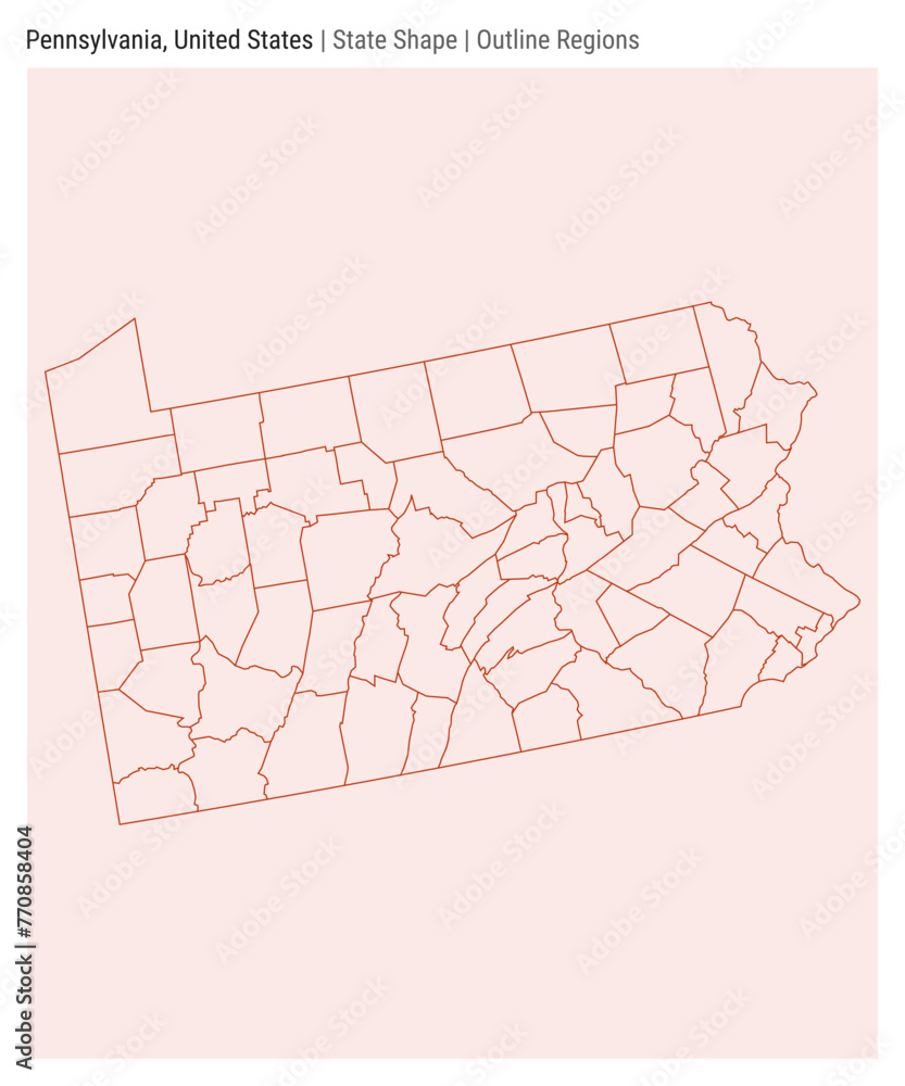 Pennsylvania, United States. Simple vector map. State shape. Outline ...