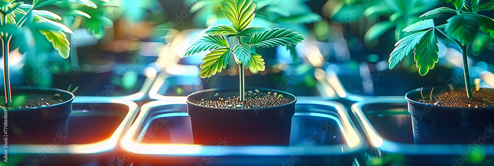 In the Quiet of Growth: A Young Cannabis Plant Emerges, Signifying the ...