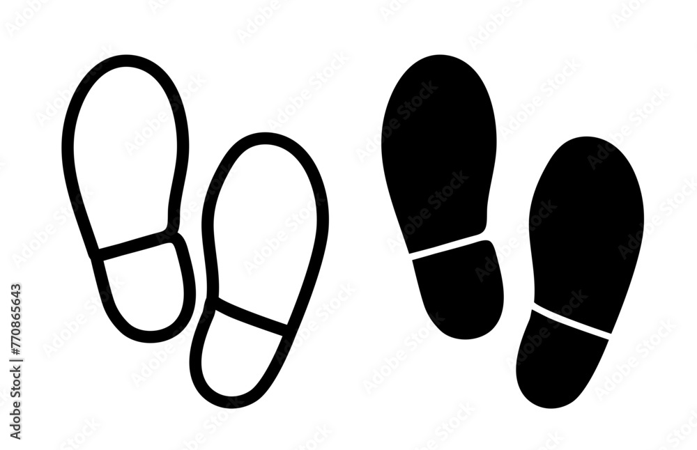 Footprint and Sole Pattern Icons. Sneaker Steps and Walking Track ...