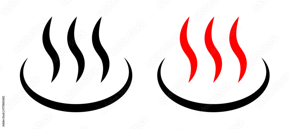 Classic Japanese Onsen and Spa Icons. Traditional Hot Spring Bath and ...