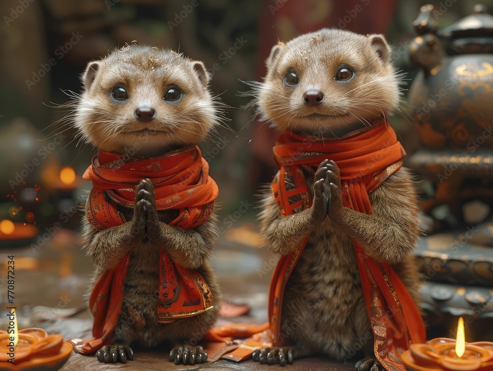 Mongoose participating in rituals to dispel darkness, embodying ...