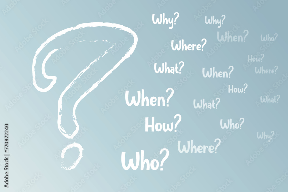 White question mark on gray gradient background Question words Search ...