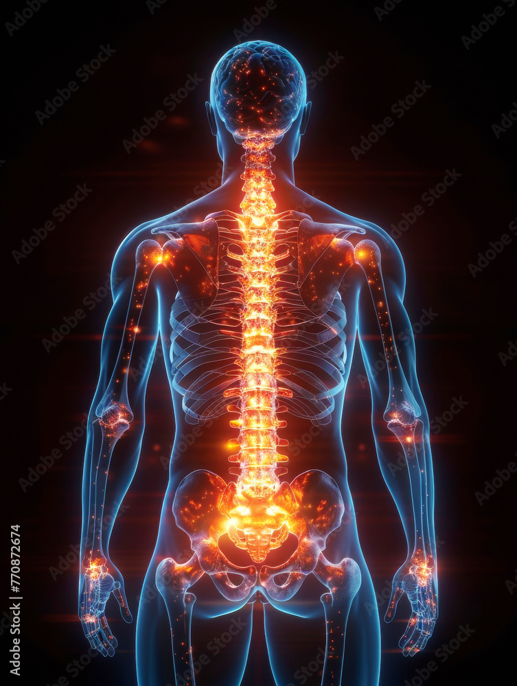 Human Spinal Health Concept Visualization, educational image showing a ...