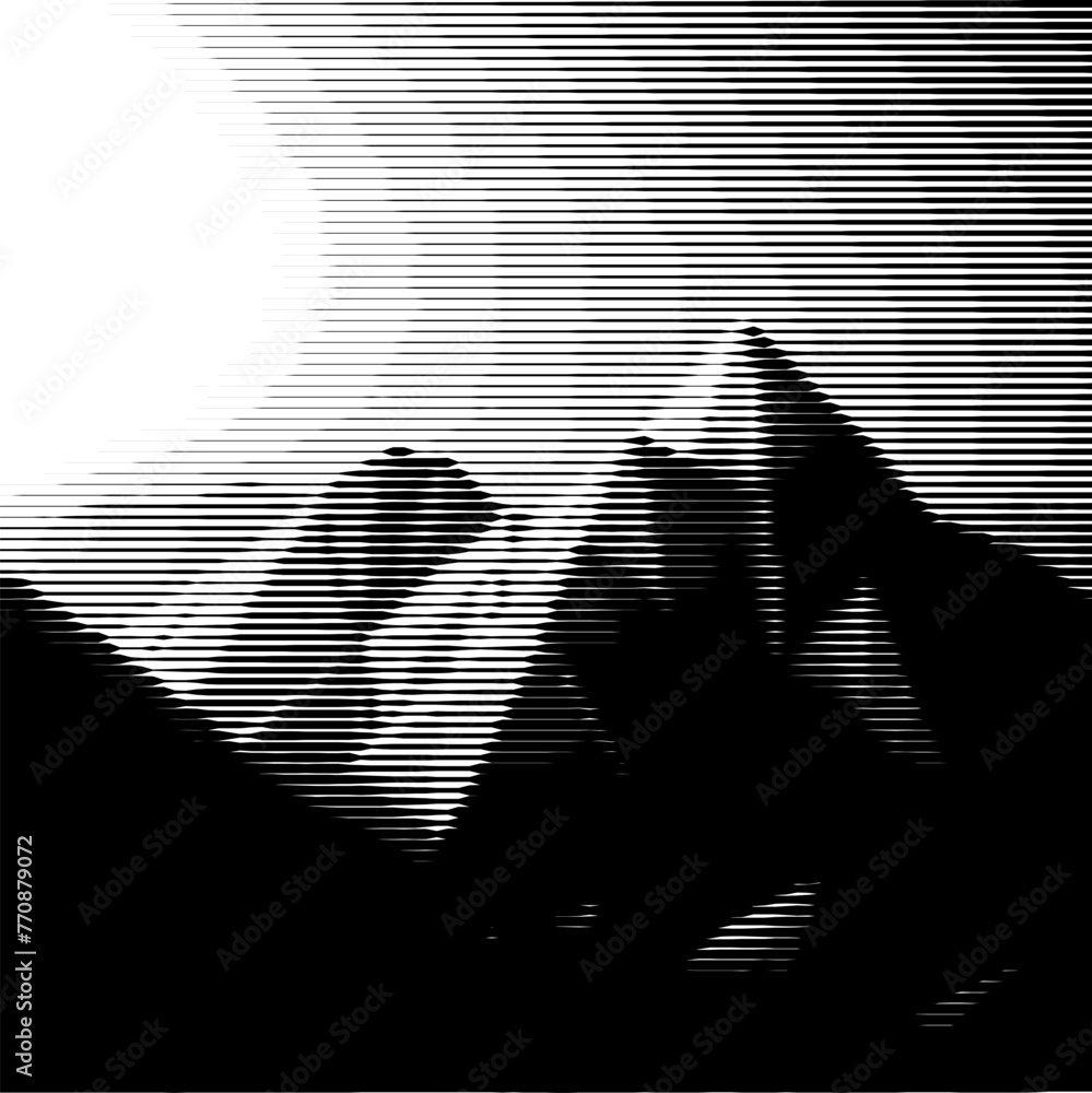 Varied stripe thickness creates an illusion of low-poly mountains ...