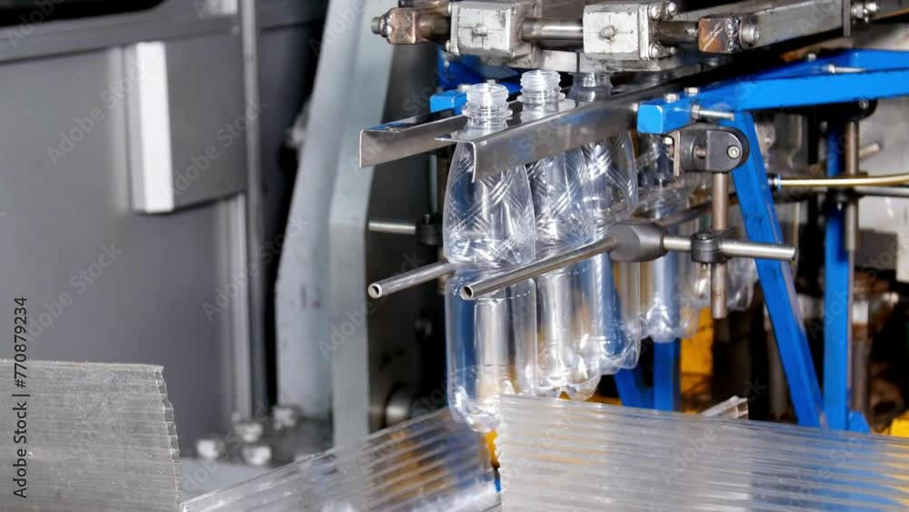 Vidéo Stock Empty Plastic bottle at Water bottling factory line up in ...
