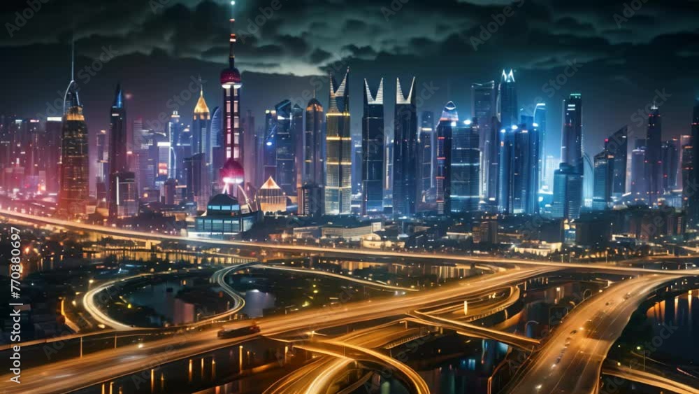 Vidéo Stock Urban Landscape, A Thriving Metropolis With Towering ...