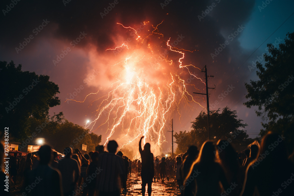 woman man with awe-inspiring meteorological significance of thunder ...