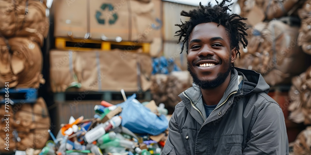Promoting Environmental Awareness: African American Man at Recycling ...