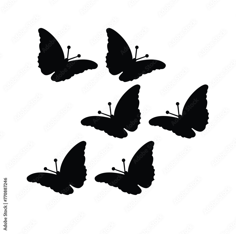 butterfly flock design vector.flock of butterflies. Black and white ...