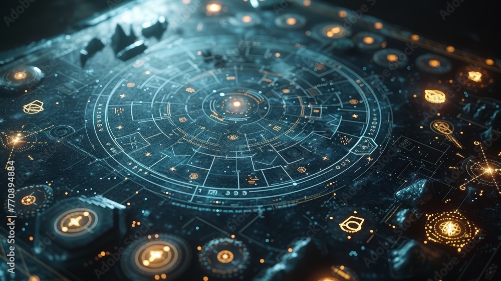 A tight shot of a computer monitor displaying numerous luminescent ...