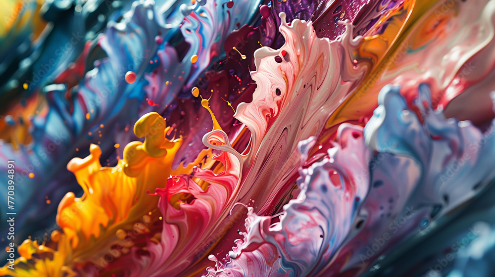 An abstract painting with bold brush strokes swirling in a harmonious ...