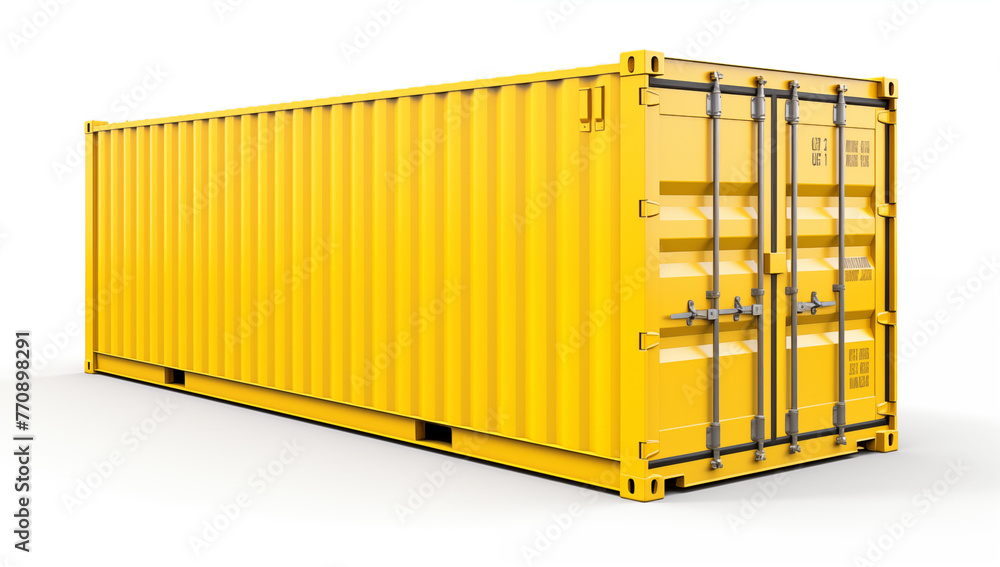 shipping container on transparent background, yellow cargo container ...