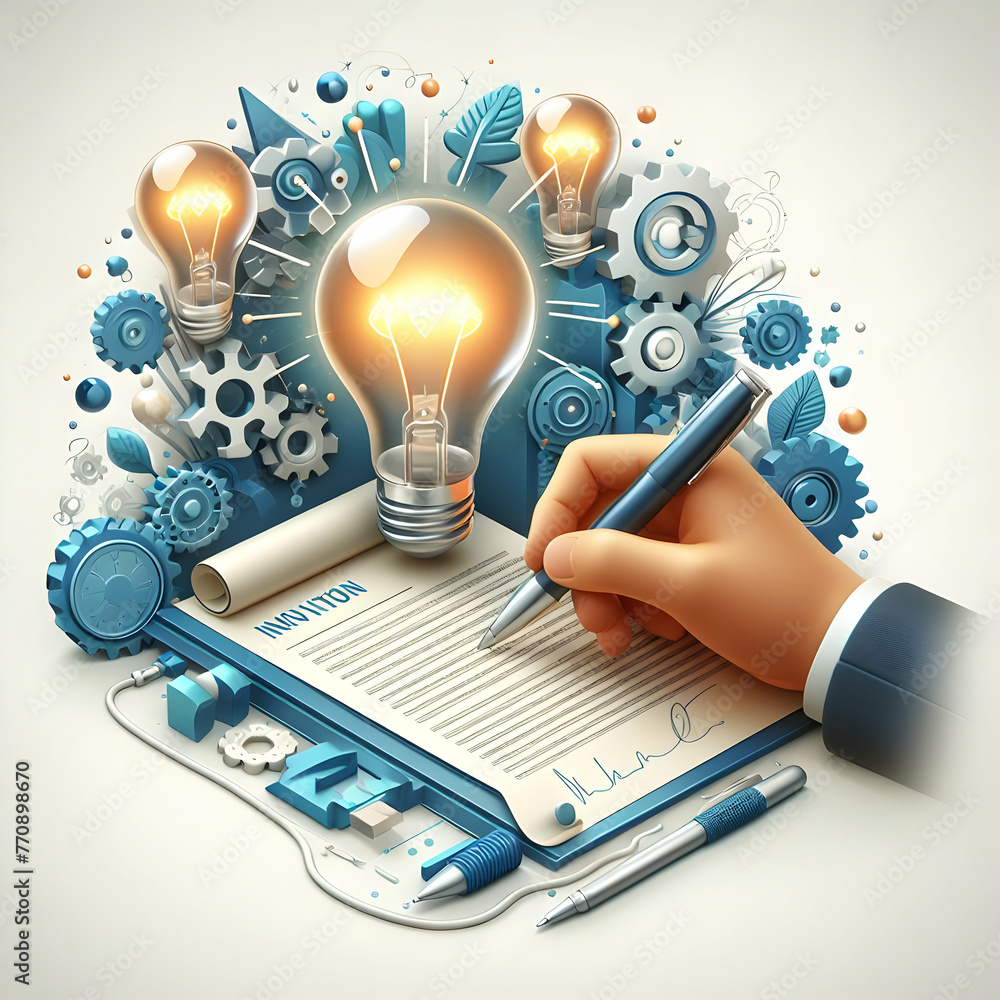 3D flat icon for business as Innovation Signature as A pen signing off ...