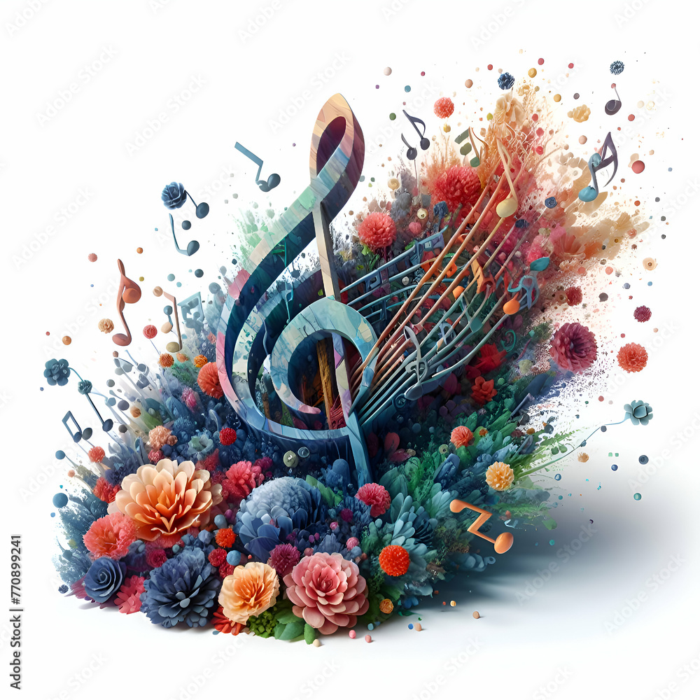 3D flat icon for business as Floral Symphony as A watercolor depiction ...