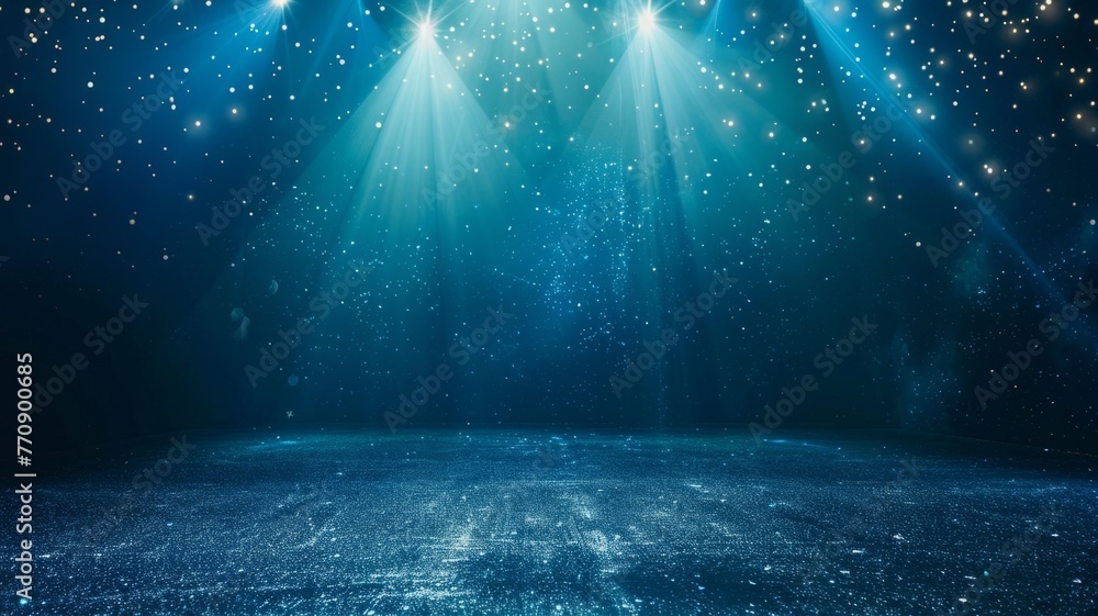 Blue sparkling stage lights with glittery floor - An enchanting image ...