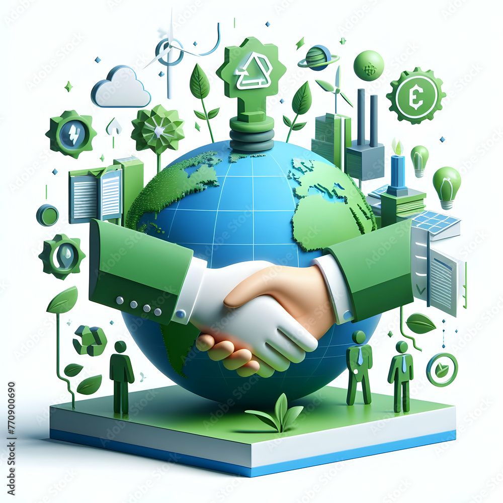 3D flat icon for business as Sustainable Contract as A green contract ...