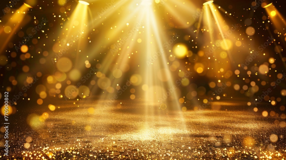 Dazzling golden spotlight with bokeh effects - An alluring golden scene ...