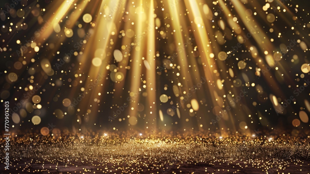 Glowing golden light with sparkling particles - Golden light and sparkling particles evoke ...