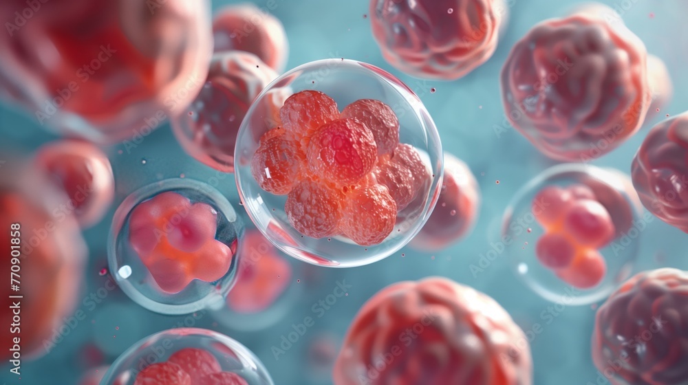 a 3D illustration of cells, with a focus on what appears to be a ...