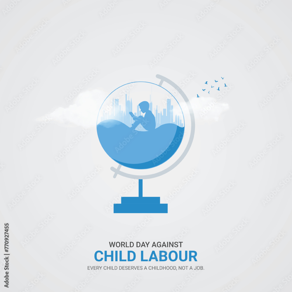 World day against Child labour. Child labour creative ads design 12 ...