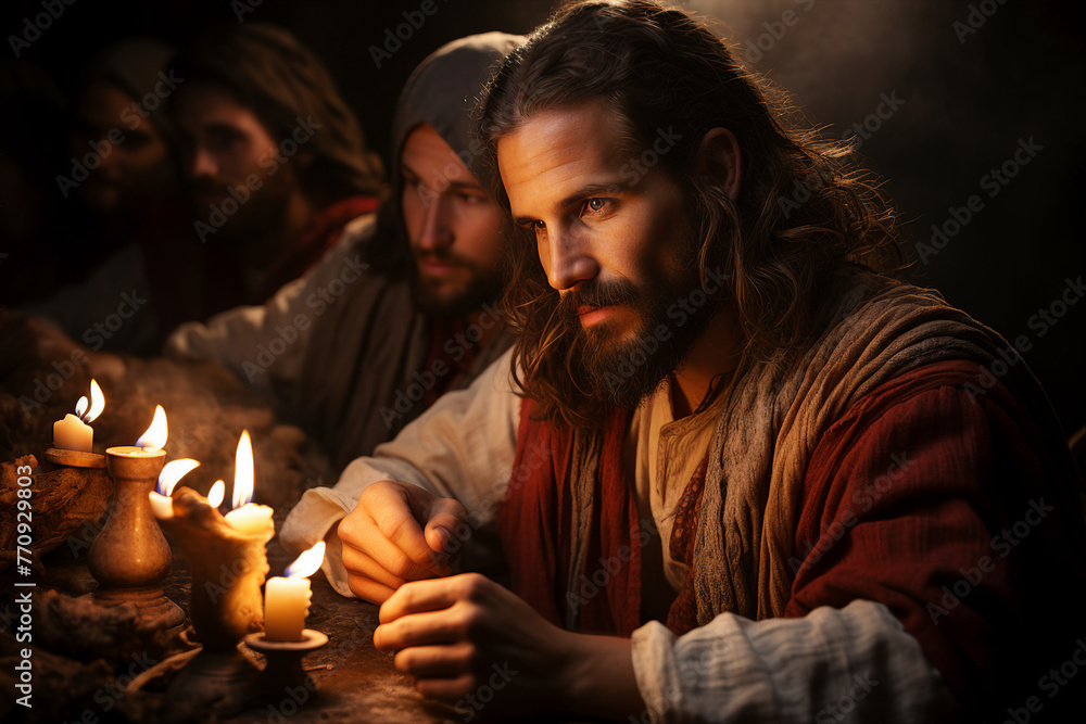 Generative AI image of Jesus Christ Son of God preaching to the people ...