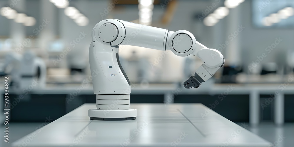A smart industrial robot arm in a digital factory demonstrates Industry ...