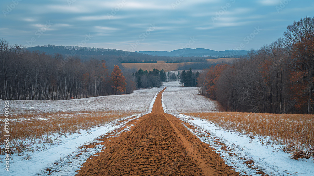 An aerial view of a sprawling maple syrup farm during sugaring season ...