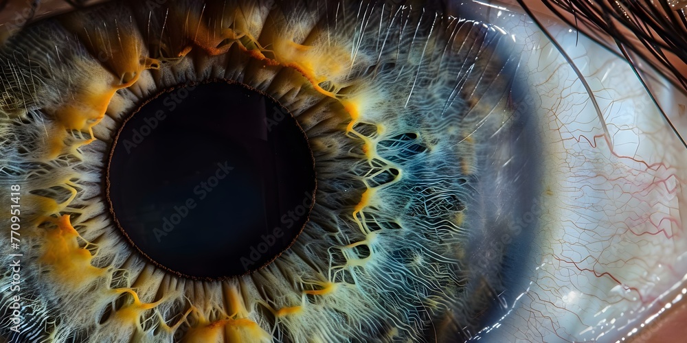 Closeup of a human eye with various eye conditions like keratoconus ...