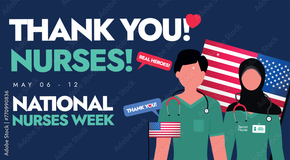 National Nurses Week. Thank You Nurses Appreciating cover banner ...