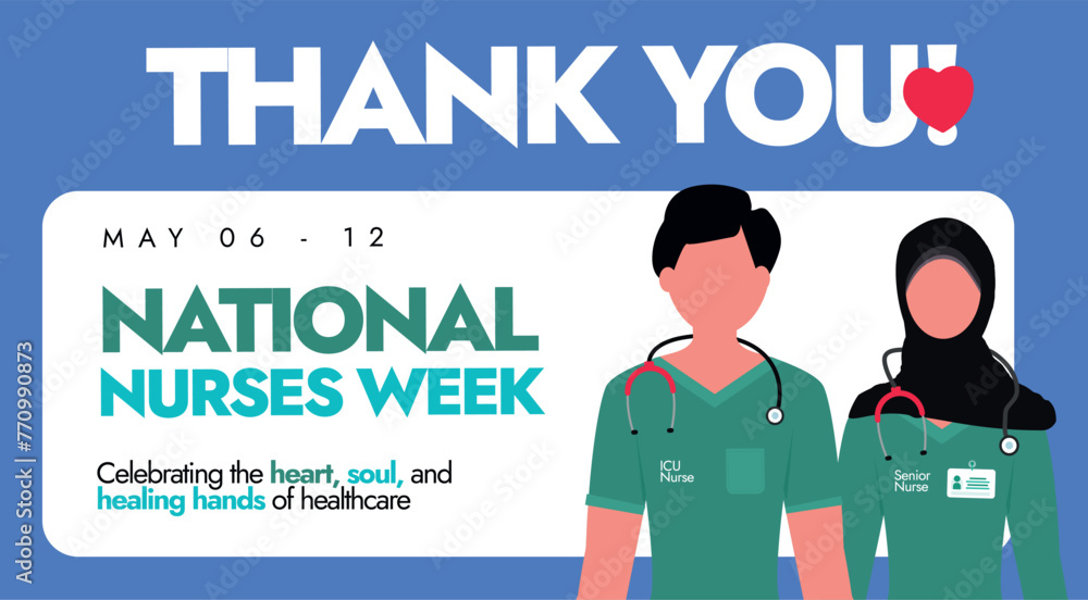National Nurses Week. Thank You Nurses Appreciating cover banner ...