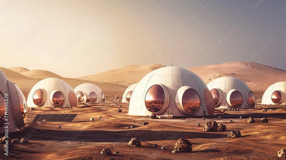 The single-story domed houses are on a rocky surface and have a window ...