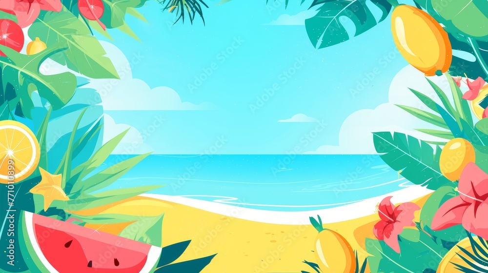 bright summer theme horizontal frame for social media, greeting card ...