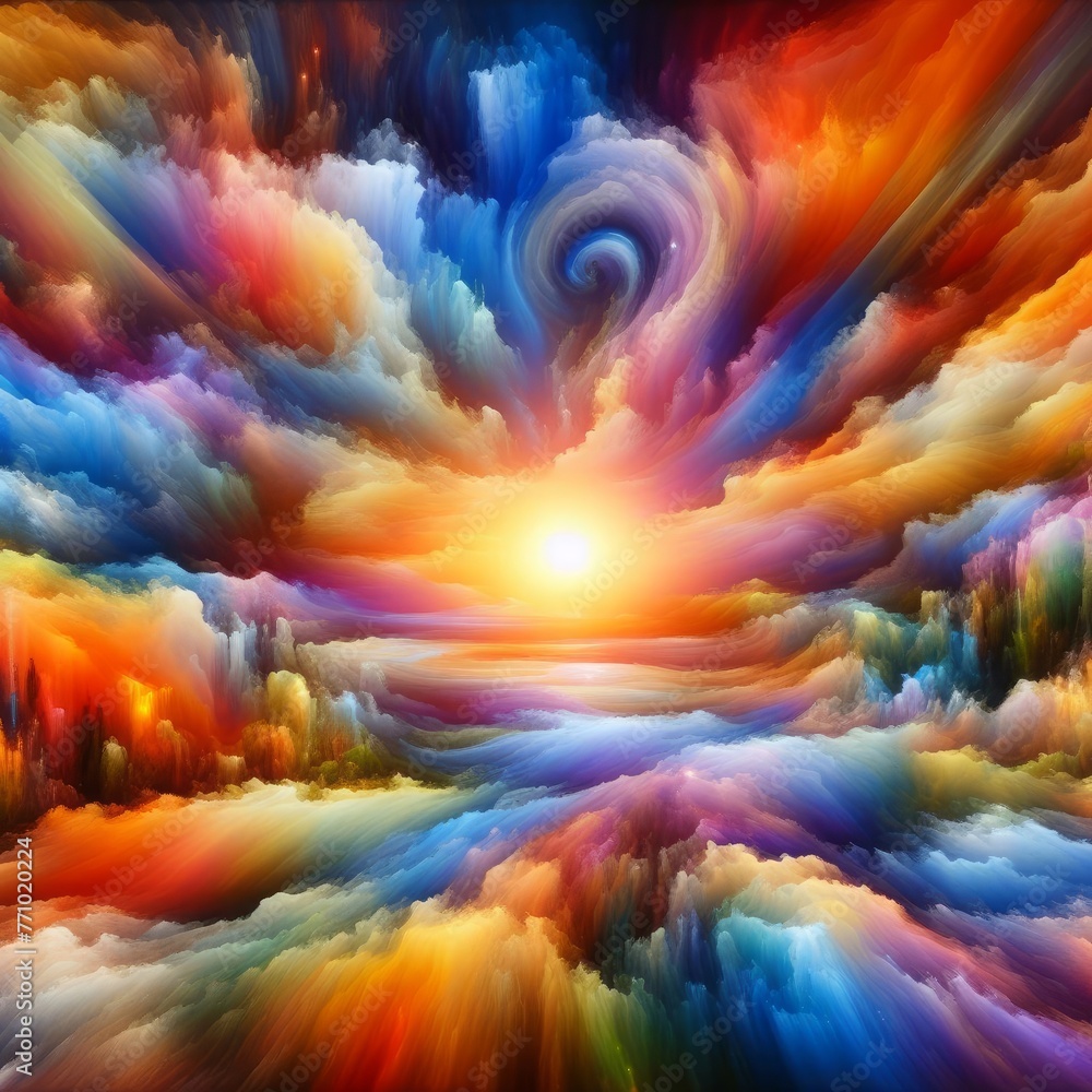 "Rainbow Enlightenment" is a surreal abstract painting from the "Escape ...
