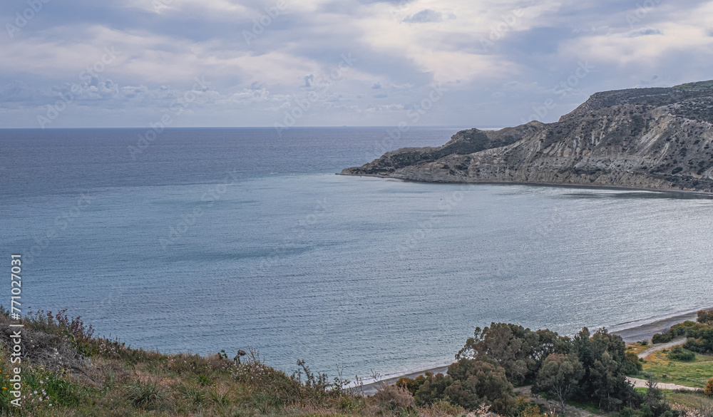 View of the stunning Pissouri Bay, the popular tourist resort of the ...