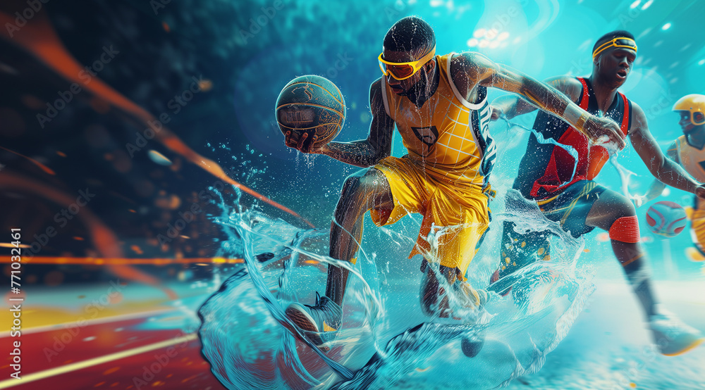 High-energy sports wallpaper concept design, ice punk sporty image with ...