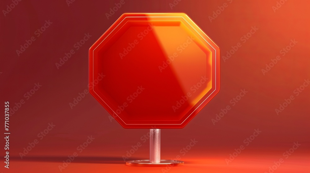 Illustrated in 3D realism, a red warning sign is depicted in vector ...