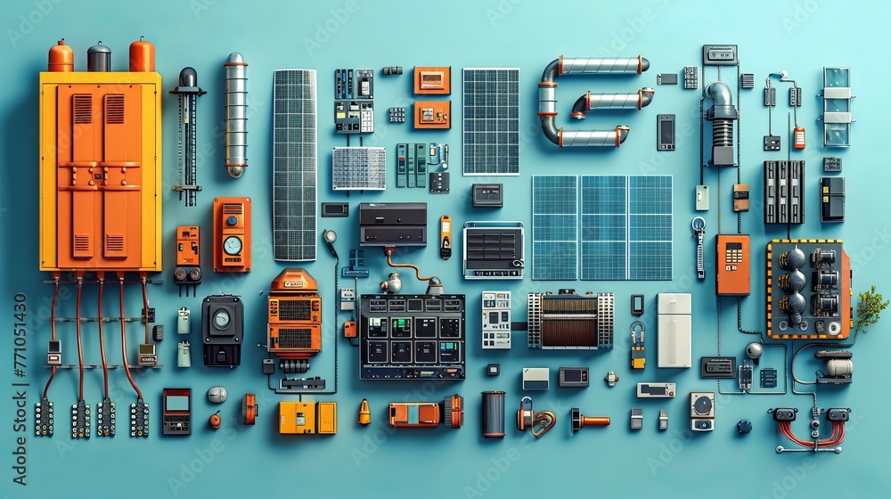 Vector illustration of a solar cell equipment component for solar plant ...