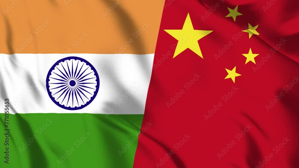 Vidéo Stock India and China Flag waving in loop and seamless animation ...
