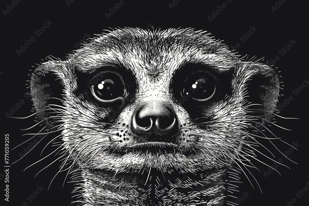 Suricata, front view, white and black style art, generated with ai ...