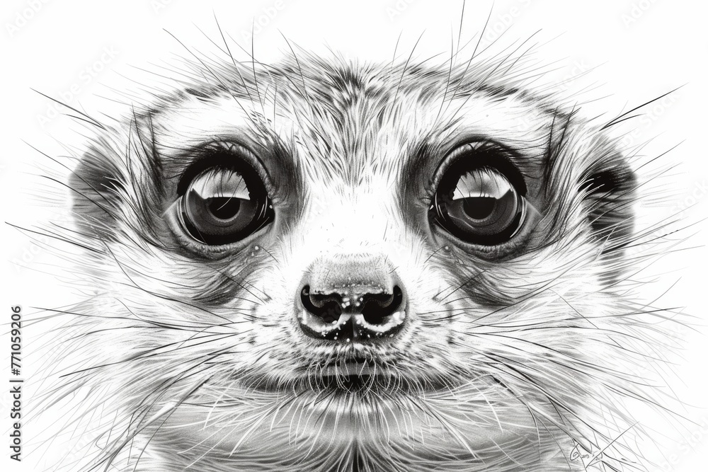 Suricata, front view, white and black style art, generated with ai ...