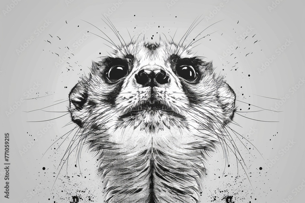 Suricata, front view, white and black style art, generated with ai ...