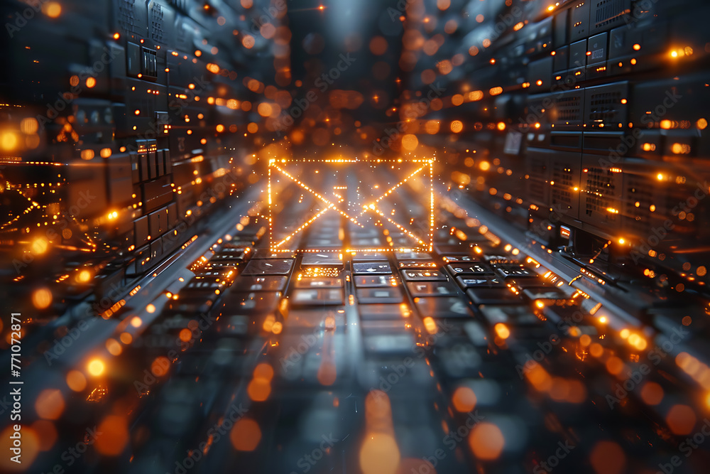 Email enveloped in layers of digital encryption, ensuring secure transmission of sensitive ...