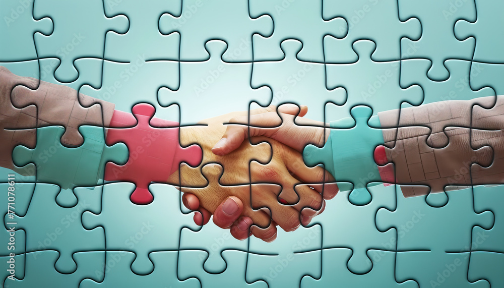 Strategic Partnership Puzzle: A visual metaphor of interconnected ...