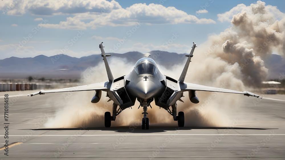 The fighter jet's wings stretch out wide, ready to slice through the ...