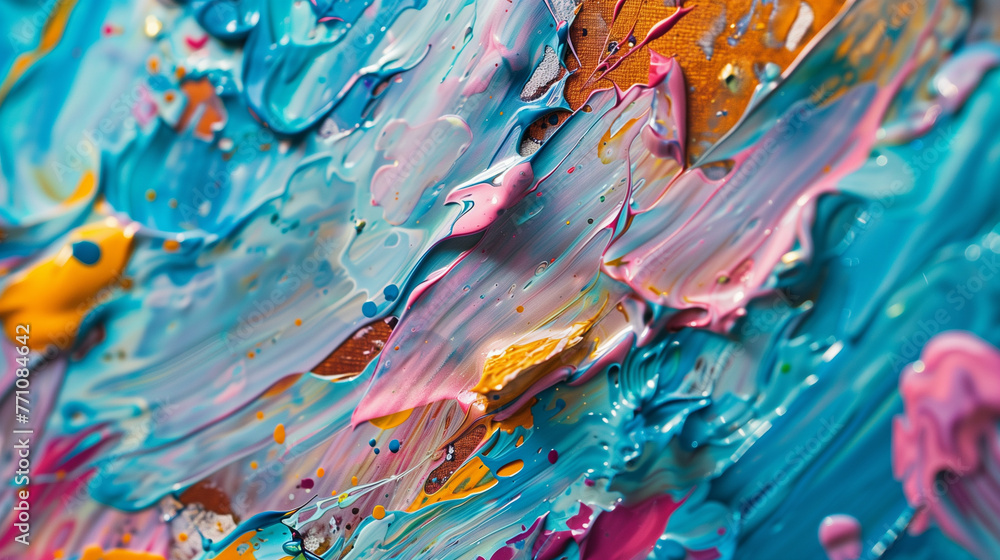 An abstract painting with bold brush strokes swirling in a harmonious ...