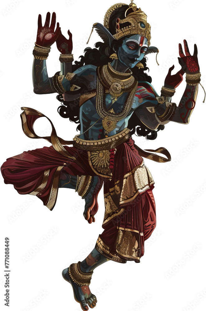 Multi-armed Kali Hindu goddess statue in dance pose isolated cut out on ...